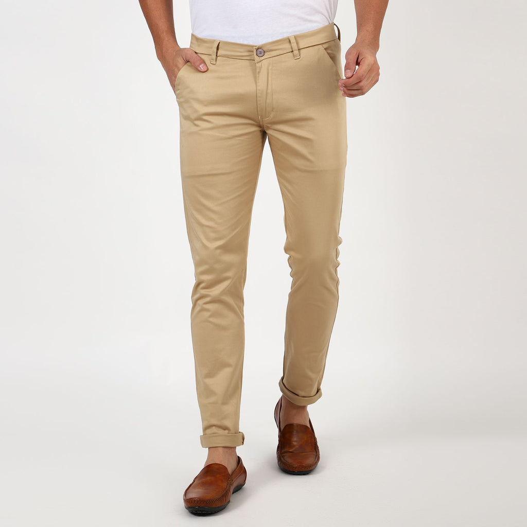 Slim fit flat front chinos_Cream – Mentoos